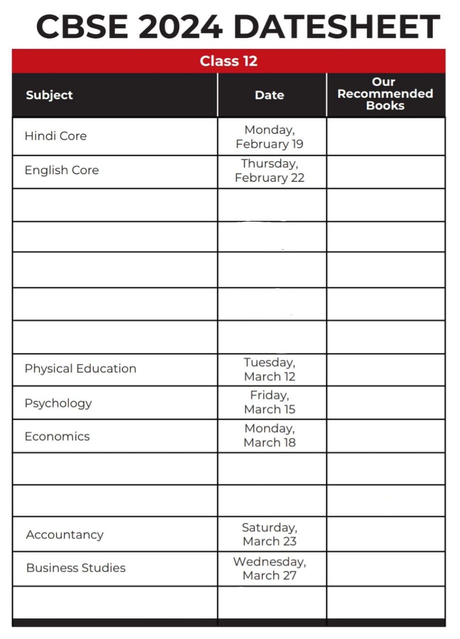 CBSE Class 10, 12 Revised Date Sheet 2024 released at cbse.gov.in ...